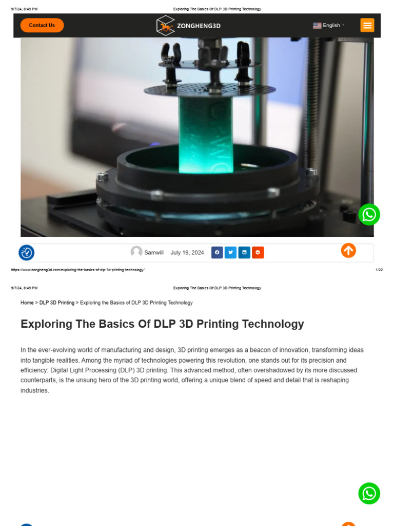 DLP 3D Printing Technology | PDF | 3 D Printing | Secondary Sector Of ...