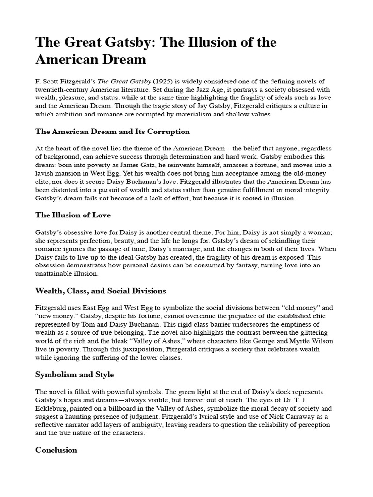 The Great Gatsby- Essay | PDF | The Great Gatsby