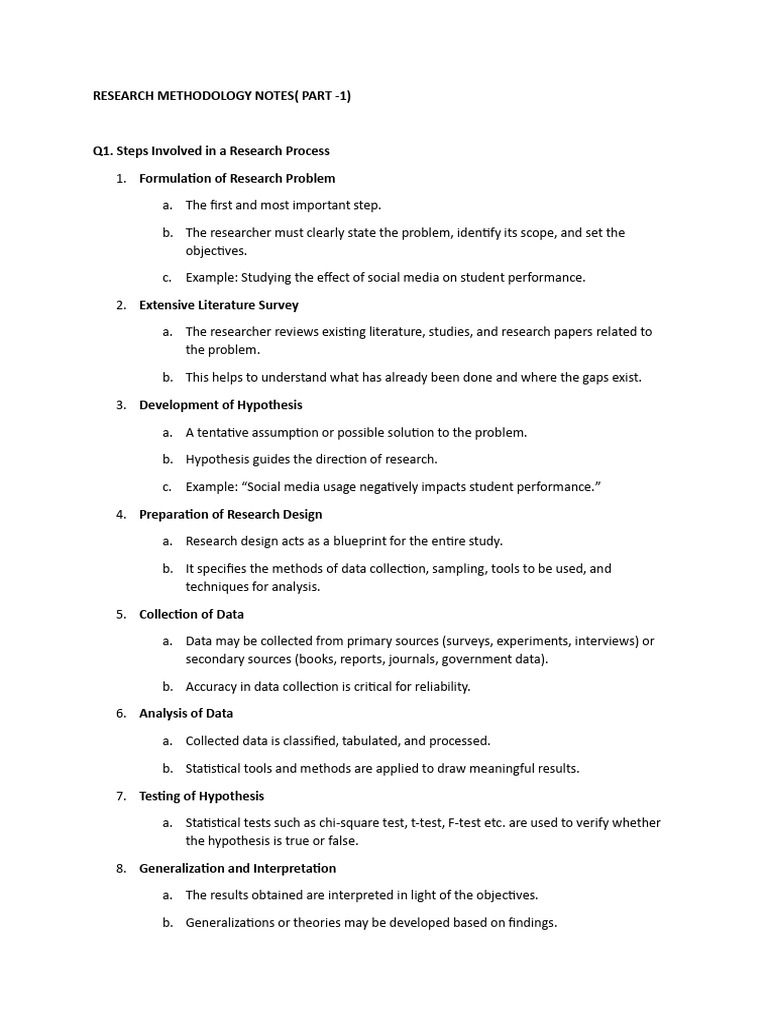 Research Methodology Notes - Part 1 | PDF | Methodology | Scientific Method