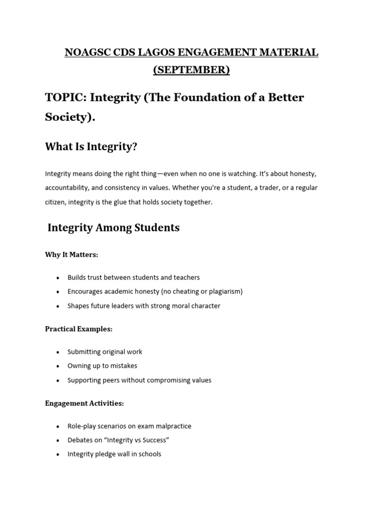 Integrity: Building a Better Society | PDF