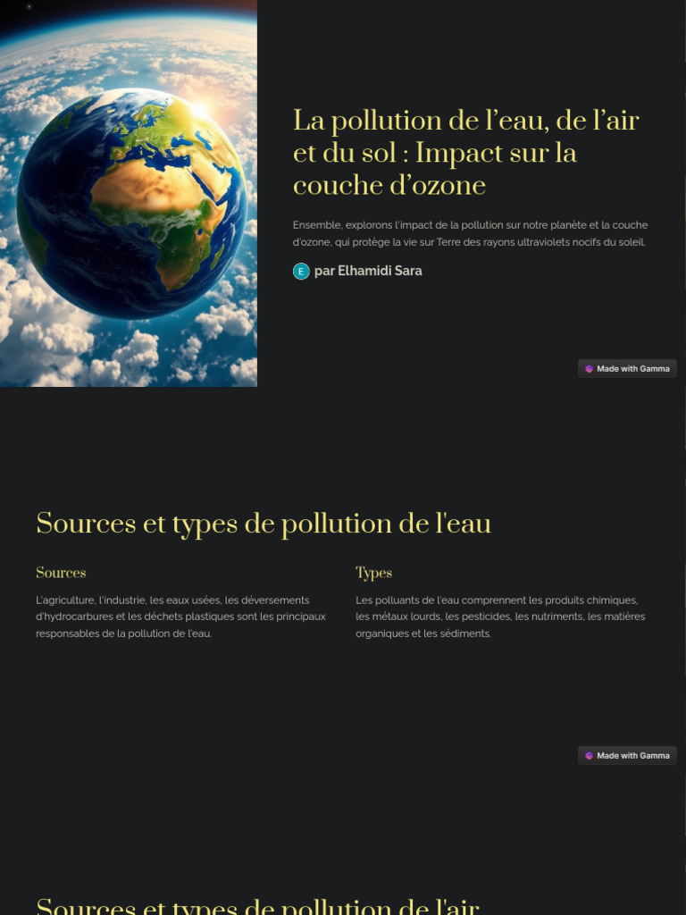La Pollution de Leau de Lair Et Du Sol Impact Sur La Couche Dozone | PDF