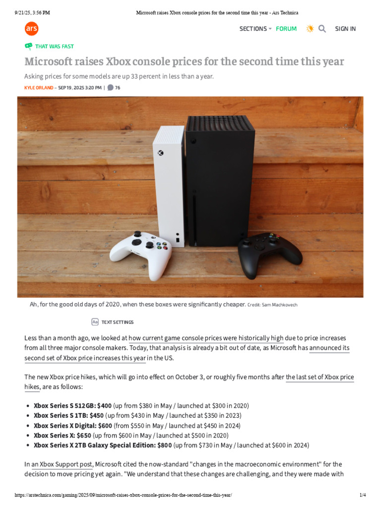 Xbox Prices Rise Again Amid Inflation | PDF | Xbox (Console) | Video ...