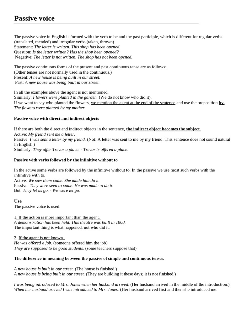 Understanding Passive Voice in English | PDF | Verb | Language Mechanics