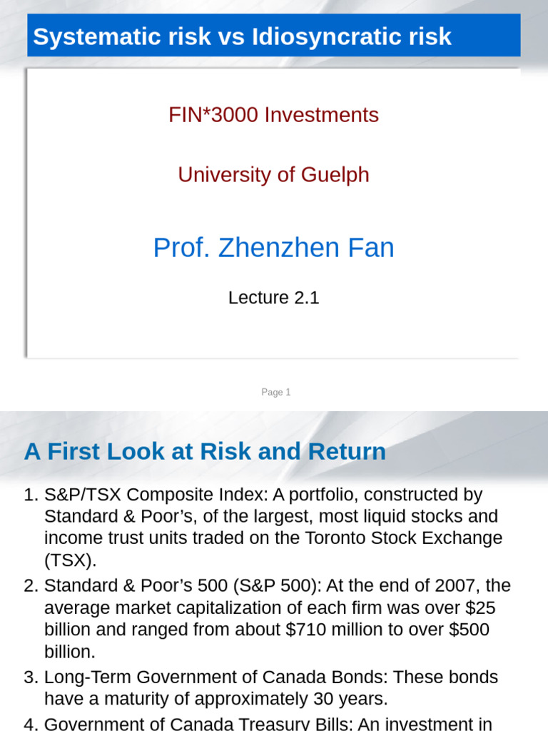 Systematic vs Idiosyncratic Risk Explained | PDF | Diversification ...