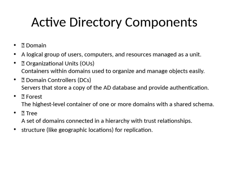 Active Directory Components Slide | PDF