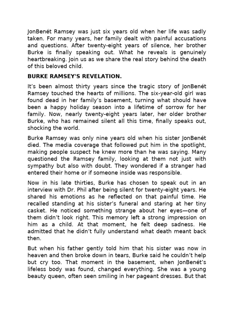 After 28 Years, JonBenet Ramsey's Brother Finally Breaks Silence ...