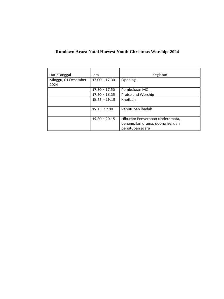 Rundown Singkat Acara Natal | PDF
