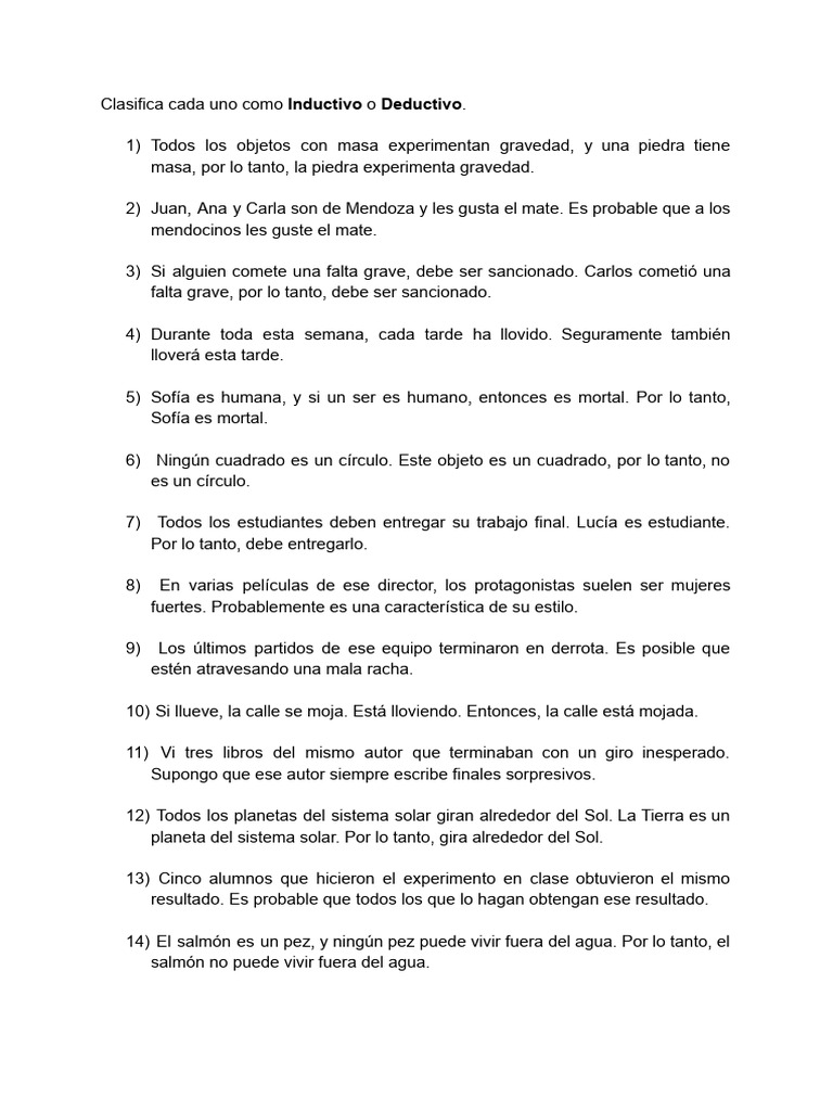 Clasificación de razonamientos lógicos | PDF