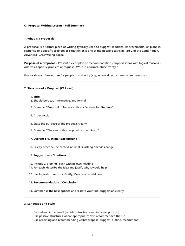 C1 Proposal Writing Guide and Examples | PDF | Libraries