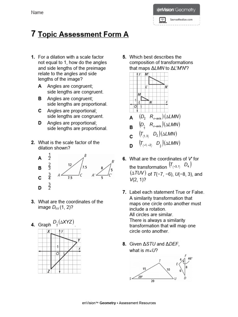 Annotated-Unit 7 Test | PDF | Euclid | Geometry