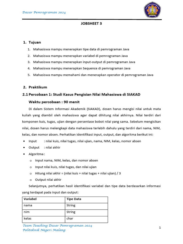 Jobsheet 3 (Case Study) | PDF