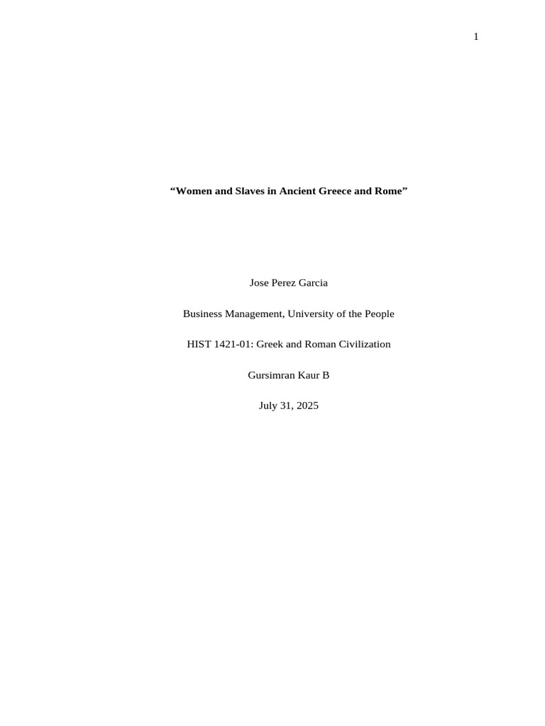 Women and Slaves in Ancient Greece and Rome | PDF | Roman Empire ...