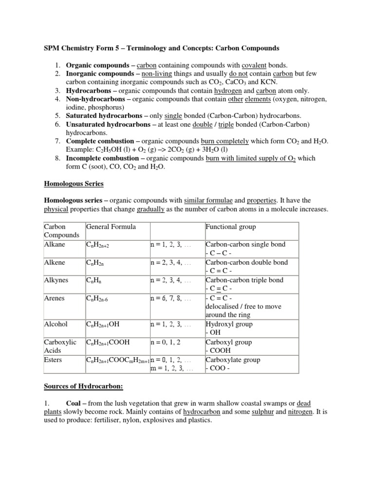 Chemistry Note Form 5 | PDF | Alkane | Alkene