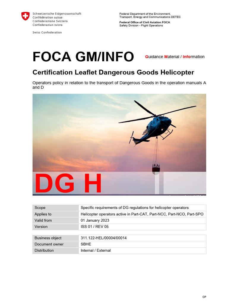Helicopter Dangerous Goods Transport Guide | PDF | Dangerous Goods