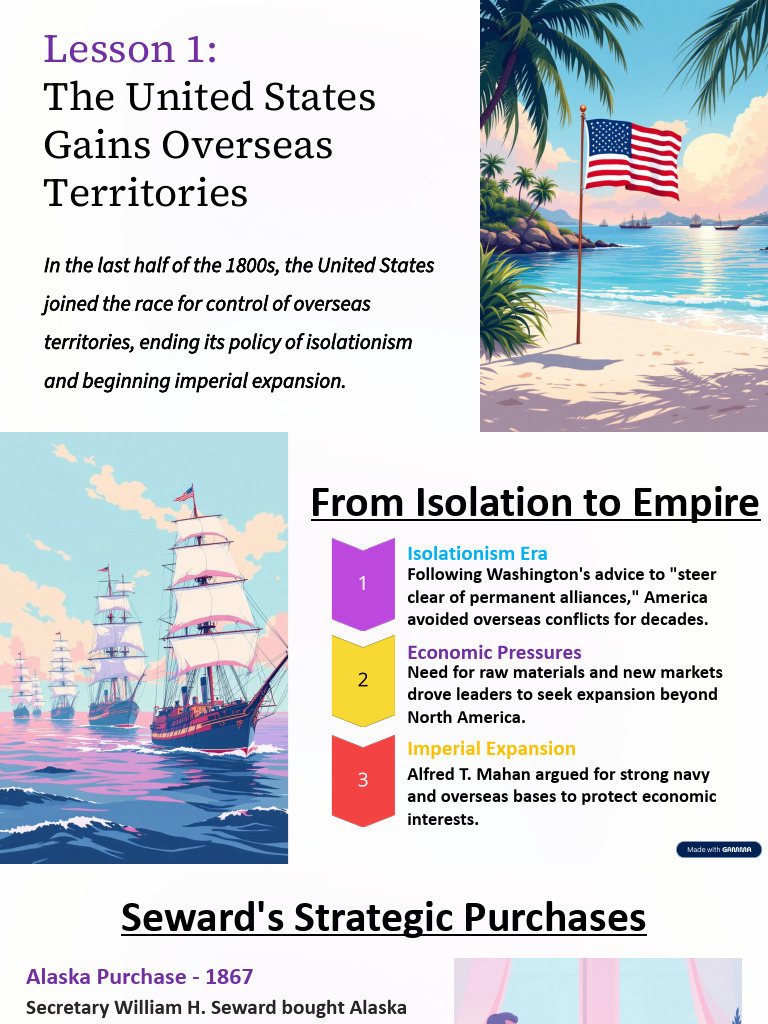 Lesson 1 The United States Gains Overseas Territories 2025 | PDF ...