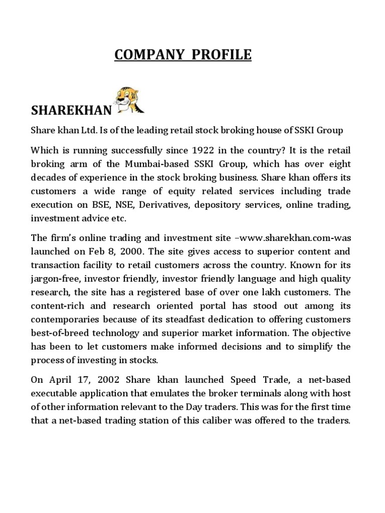 Sharekhan Company Profile and Services | PDF | Stock Market | Stocks