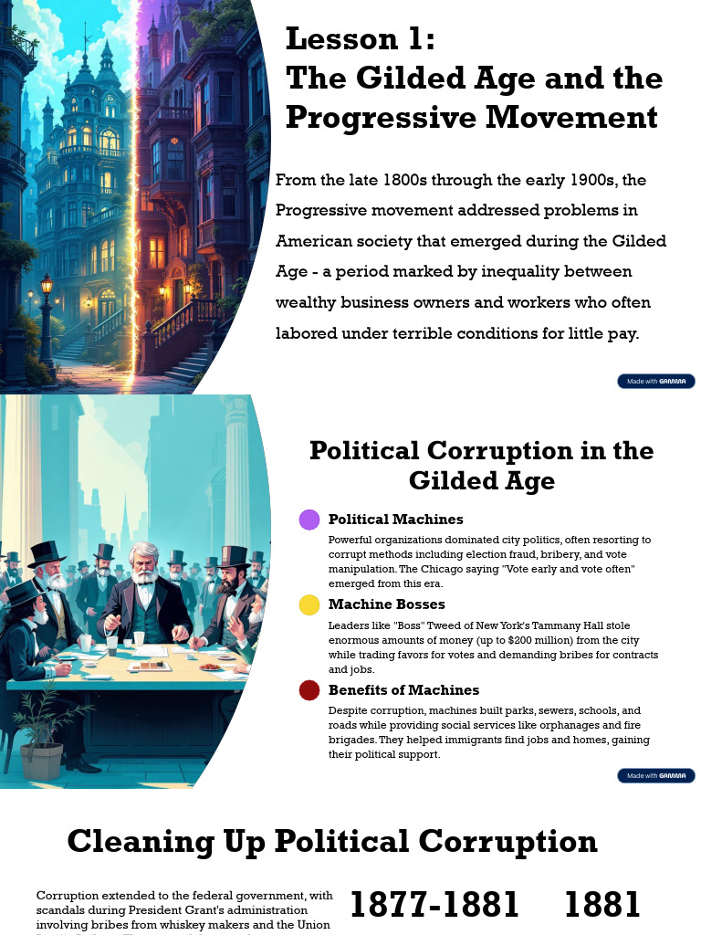 Lesson 1 The Gilded Age and The Progressive Movement 2025 | PDF ...