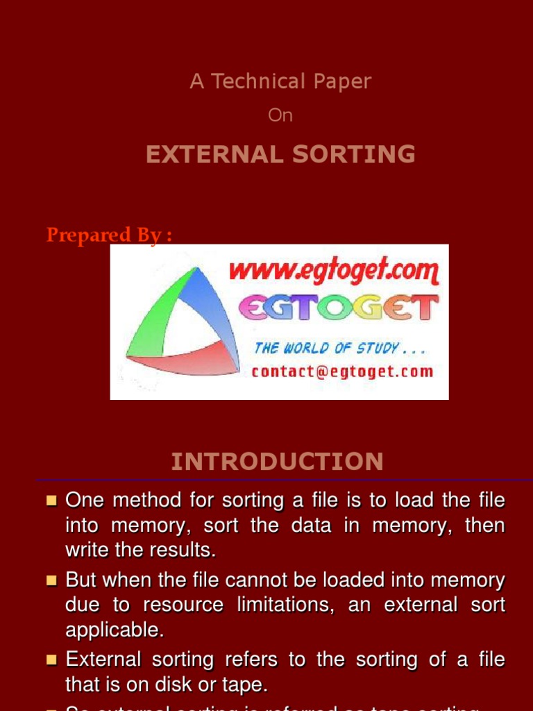 External Sorting: A Technical Paper | Download Free PDF | Computer Data Storage | String ...