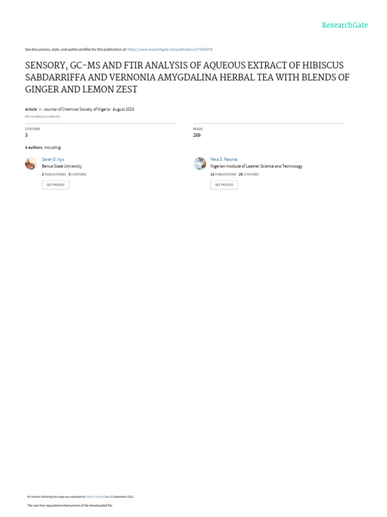 Herbal Tea Analysis: GC-MS & FTIR Insights | PDF | Gas Chromatography ...
