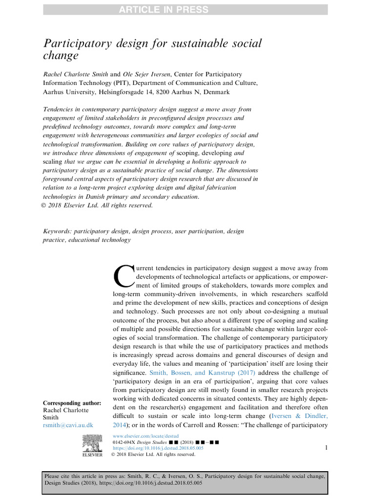 Participatory Design for Social Change | PDF | Cognition | Learning