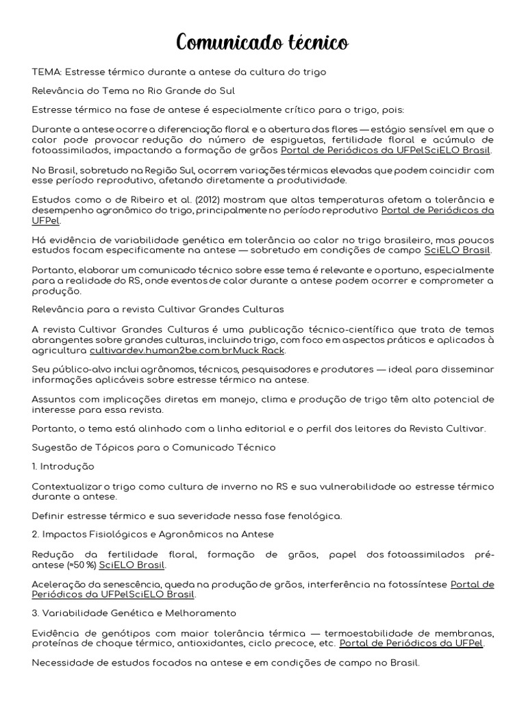 IdÃ©ias Comunicado TÃ©cnico | PDF | Trigo | Calor