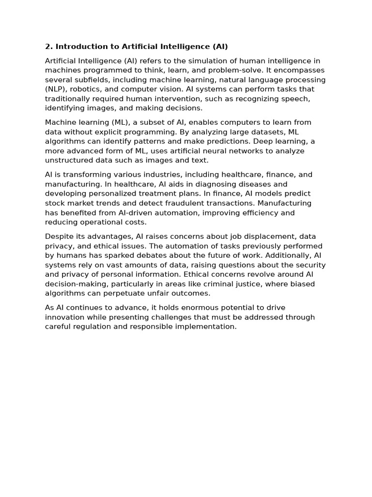 Overview of Artificial Intelligence (AI) | PDF