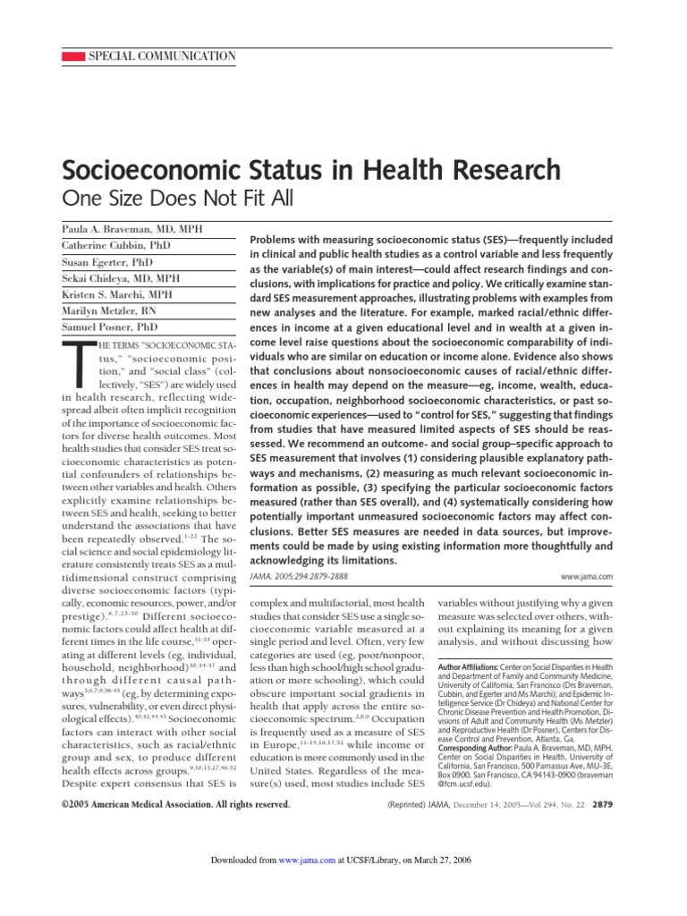 Socioeconomic Status in Health Research: One Size Does Not Fit All ...