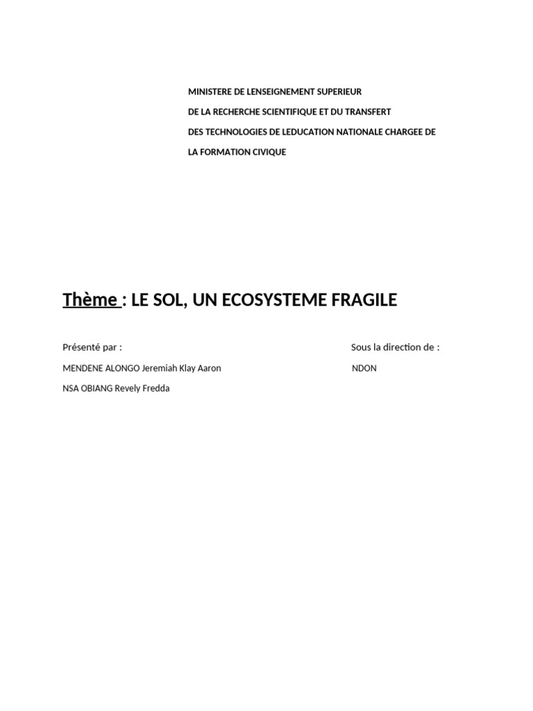 Lycee National Leon Mba Page de Garde | PDF