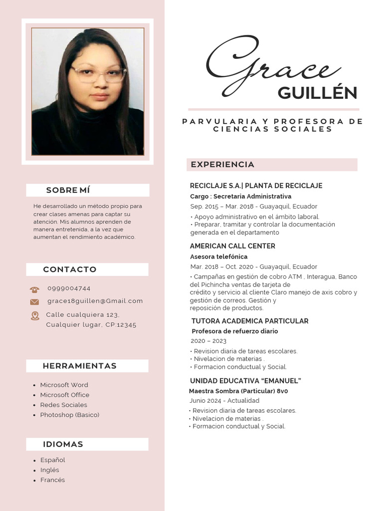 Currículum Vitae CV Grace Guillen 2025 | PDF