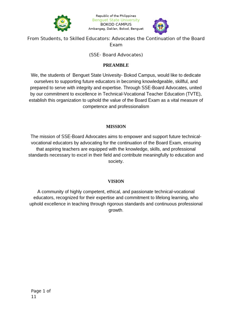SSE Board Advocates Org. BTvTED1 | PDF | Teachers | Quorum