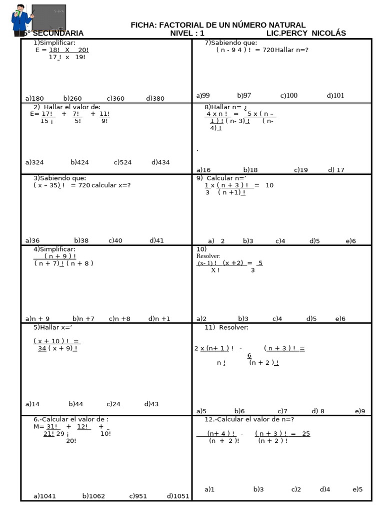 Ficha de Factorial 2-2025 | PDF