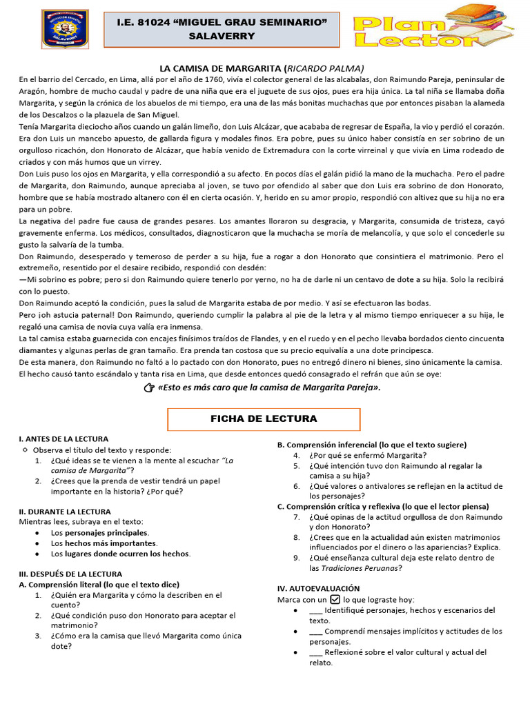 La camisa de Margarita: un clásico peruano | PDF