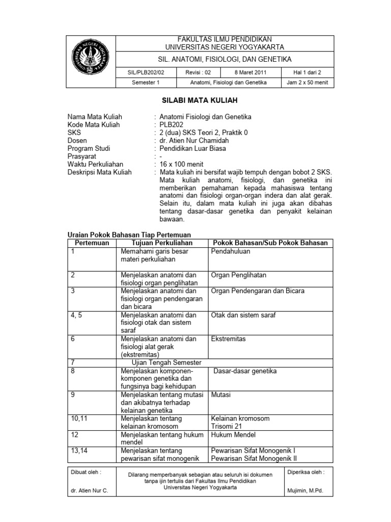 Anatomi Fisiologi Dan Genetika | PDF