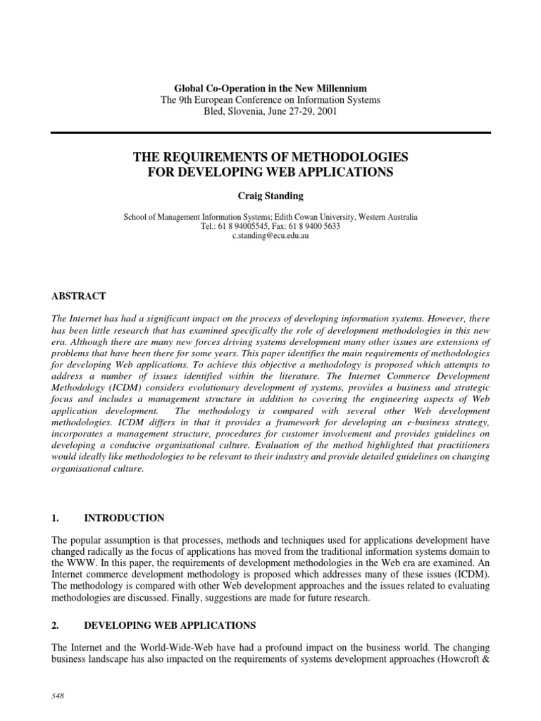 The Requirements of Methodologies For Developing Web Applications | PDF ...