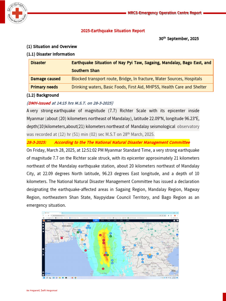 2025 Myanmar Earthquake Response Report | PDF | Seismology | Earthquakes