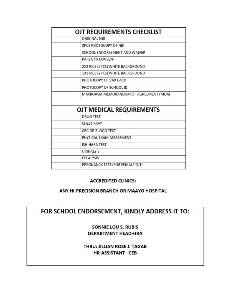 Ojt Requirements Checklist 2025 | PDF