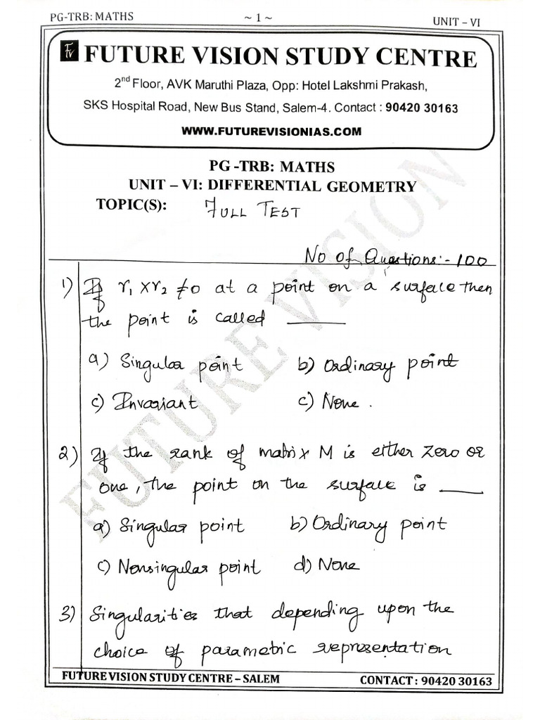 PG - TRB - Maths - Full Test - Unit - Vi | PDF