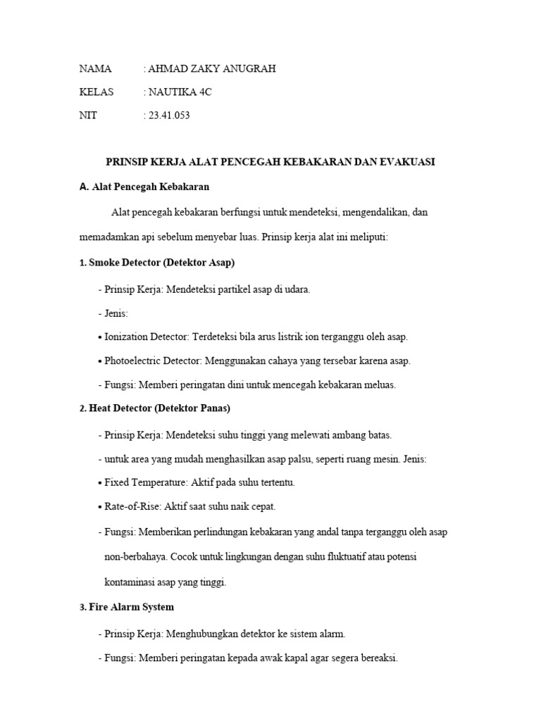 AHMAD ZAKY ANUGRAH Rangkuman Prinsip Alat Pencegahan Kebakaran | PDF
