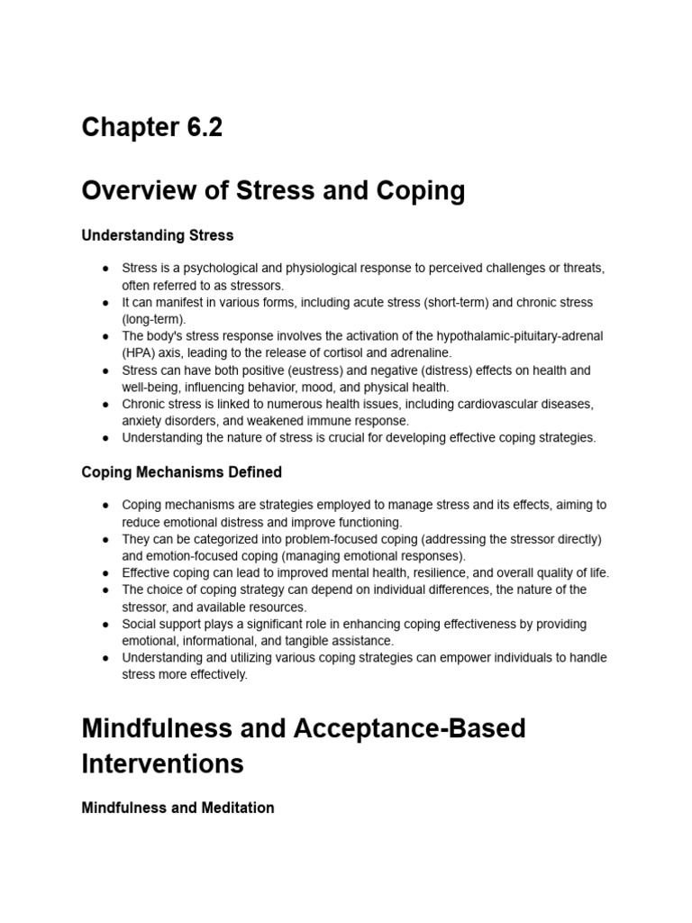 Chapter 6.2 Coping Interventions | PDF | Stress (Biology) | Social Support