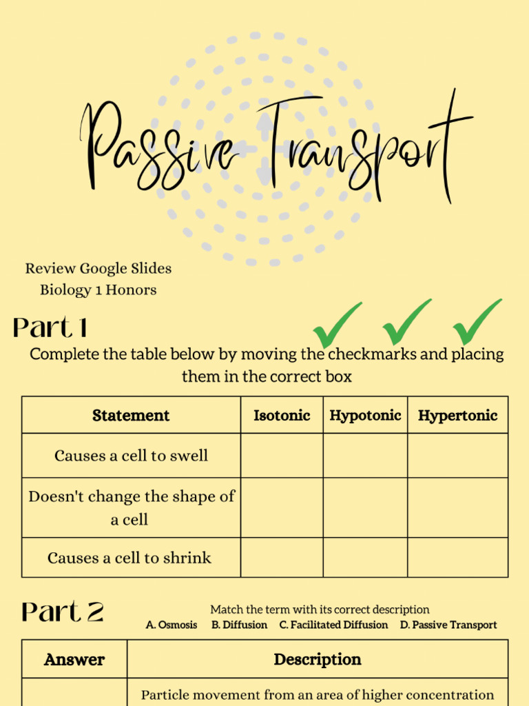 (Google Slides) Passive Transport | PDF