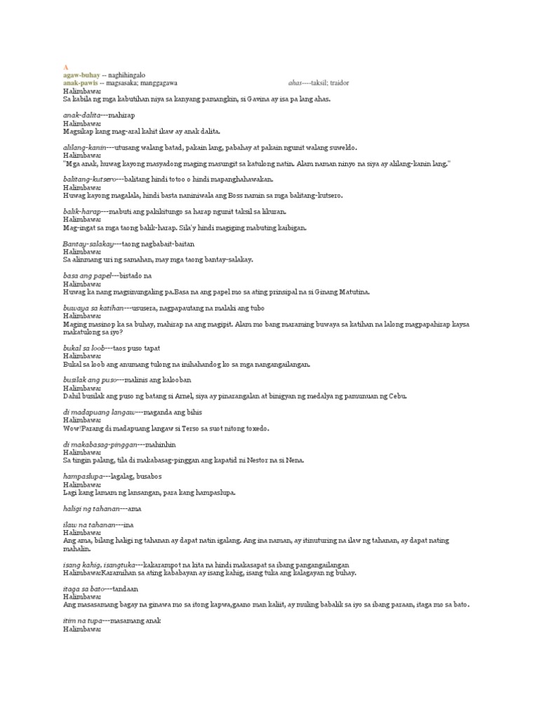 Tagalog Idioms | PDF