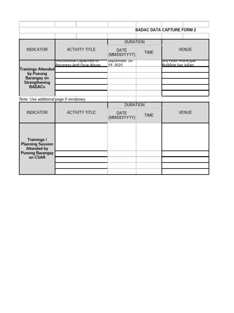 Badac DCF Form 2 | PDF