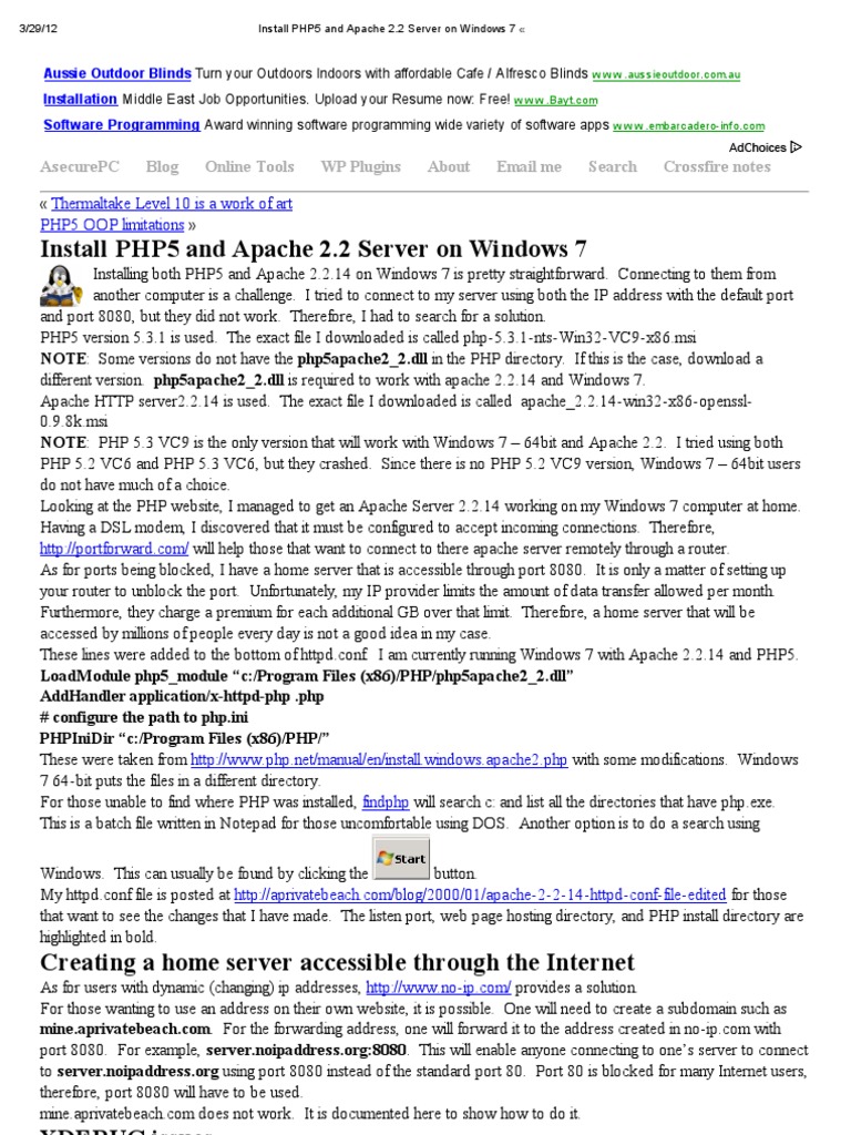 Install PHP5 and Apache 2 | PDF | Php | Apache Http Server