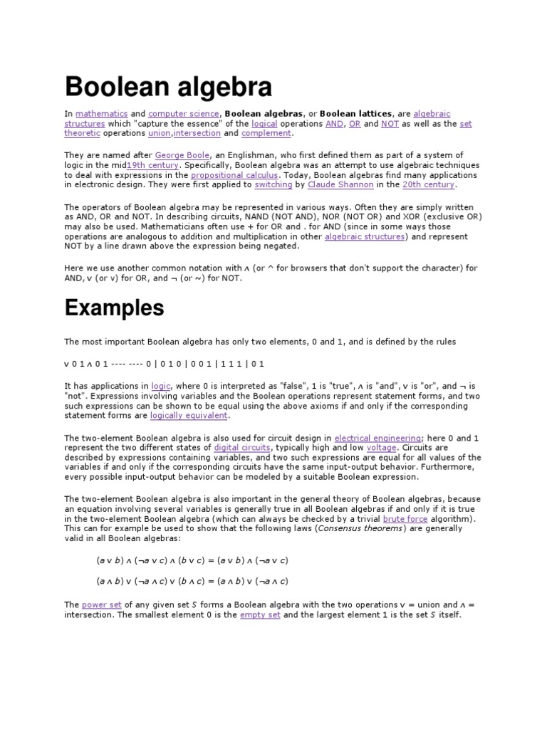Boolean algebra theorems and logic gate circuits | PDF | Boolean Algebra | Teaching Mathematics