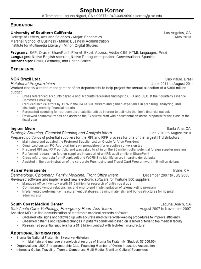 Stephan Korner Resume | PDF | Oracle Corporation | California