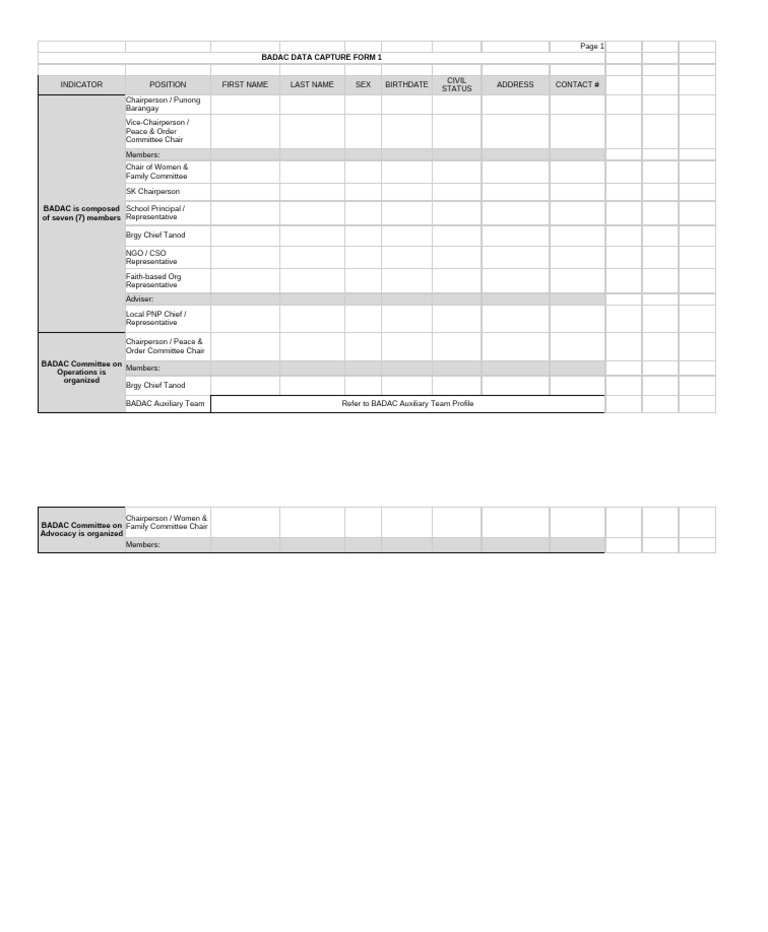 Badac Dcf Form 1 | PDF