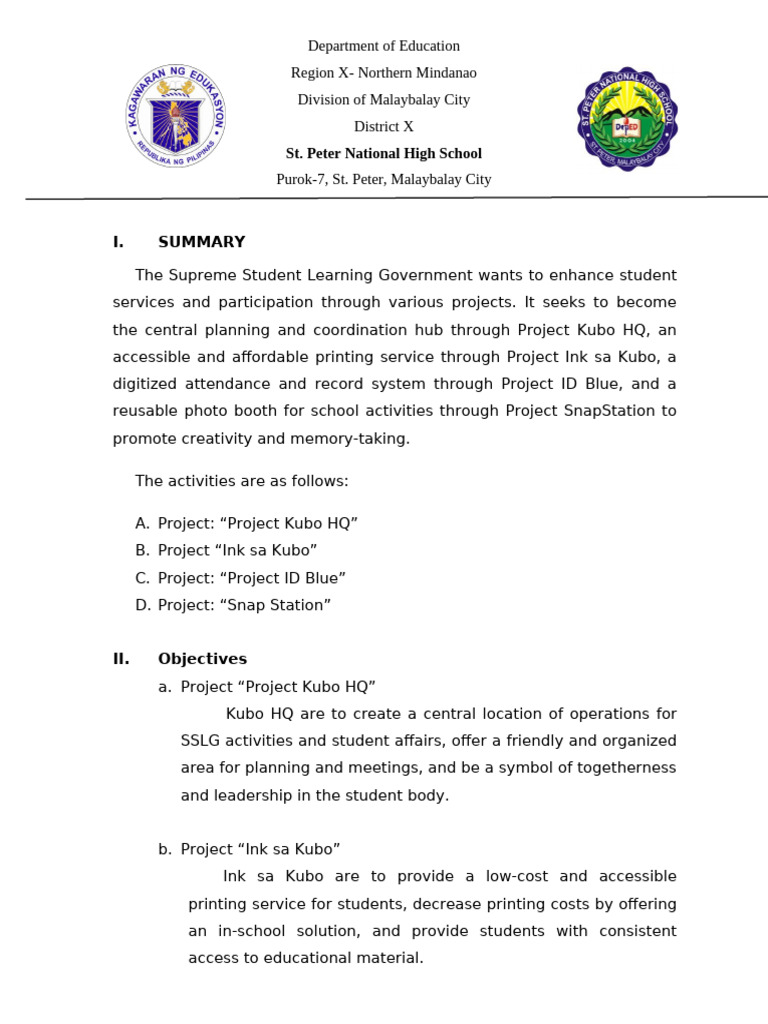 Project Proposal for SSLG | PDF