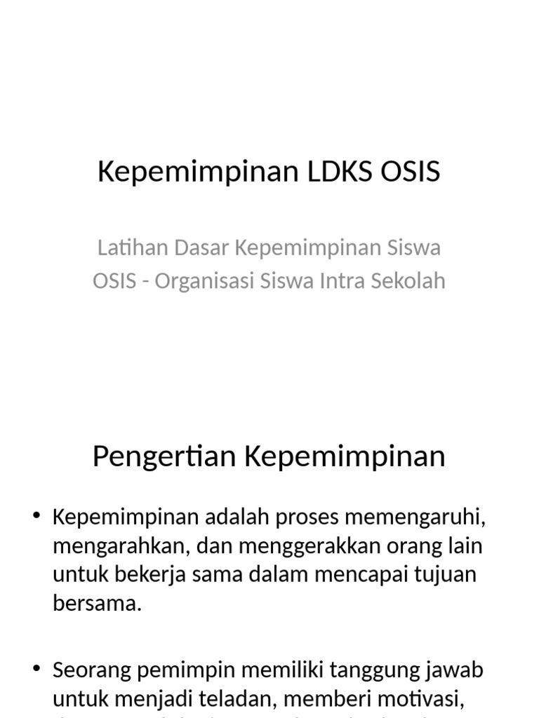 Materi Kepemimpinan LDKS OSIS SMA | PDF
