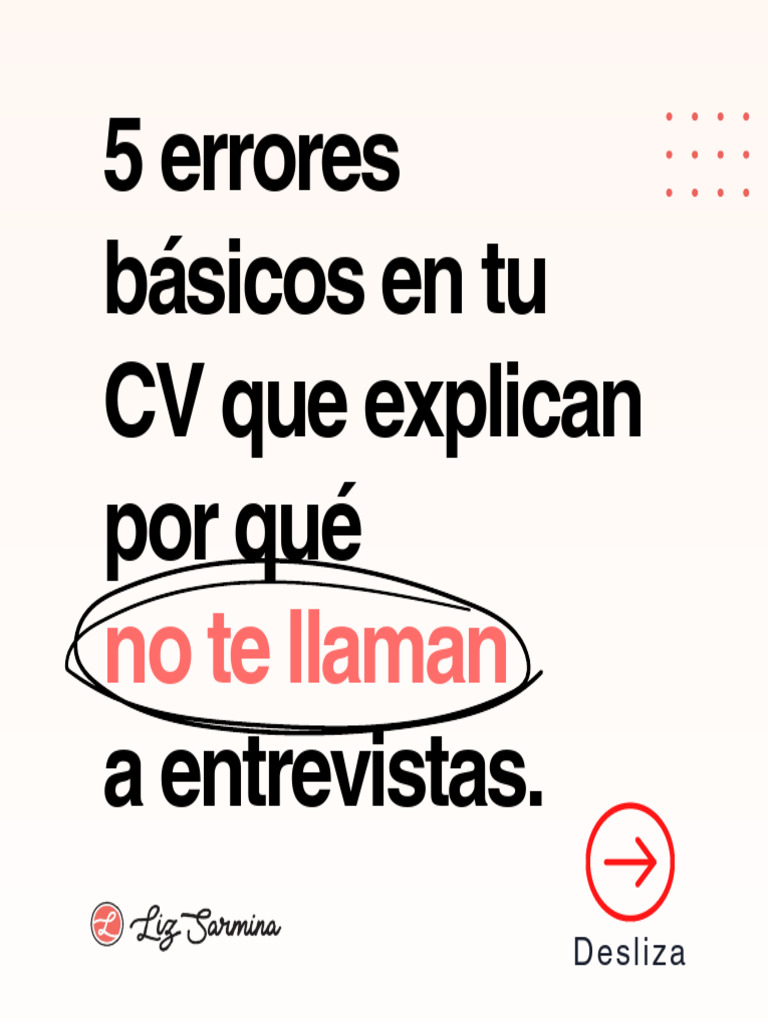 5 Errores B Sicos en Tu CV Liz Sarmina 1743491162 | PDF | Plan de ...
