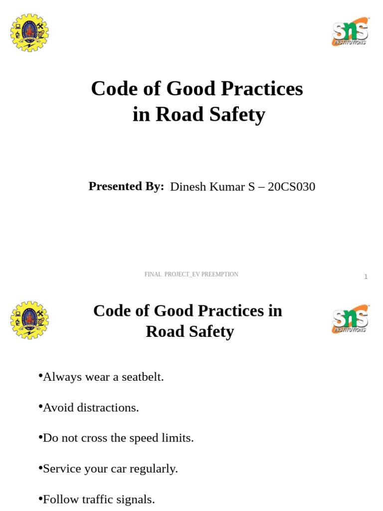 Code of Good Practice in Road Safety | PDF